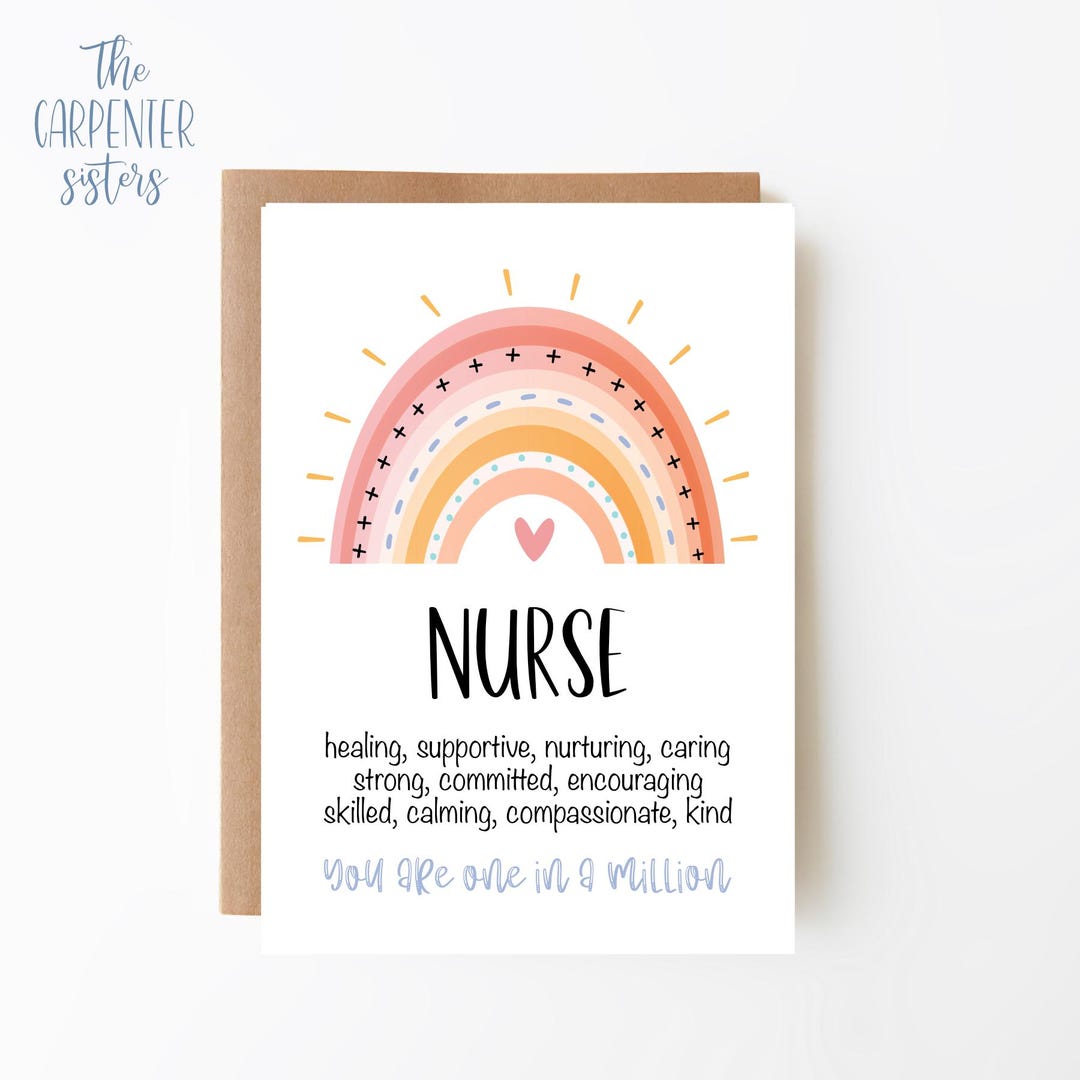 Nurse Card, Digital Download, Nurse Greeting Card , Rainbow Card ...