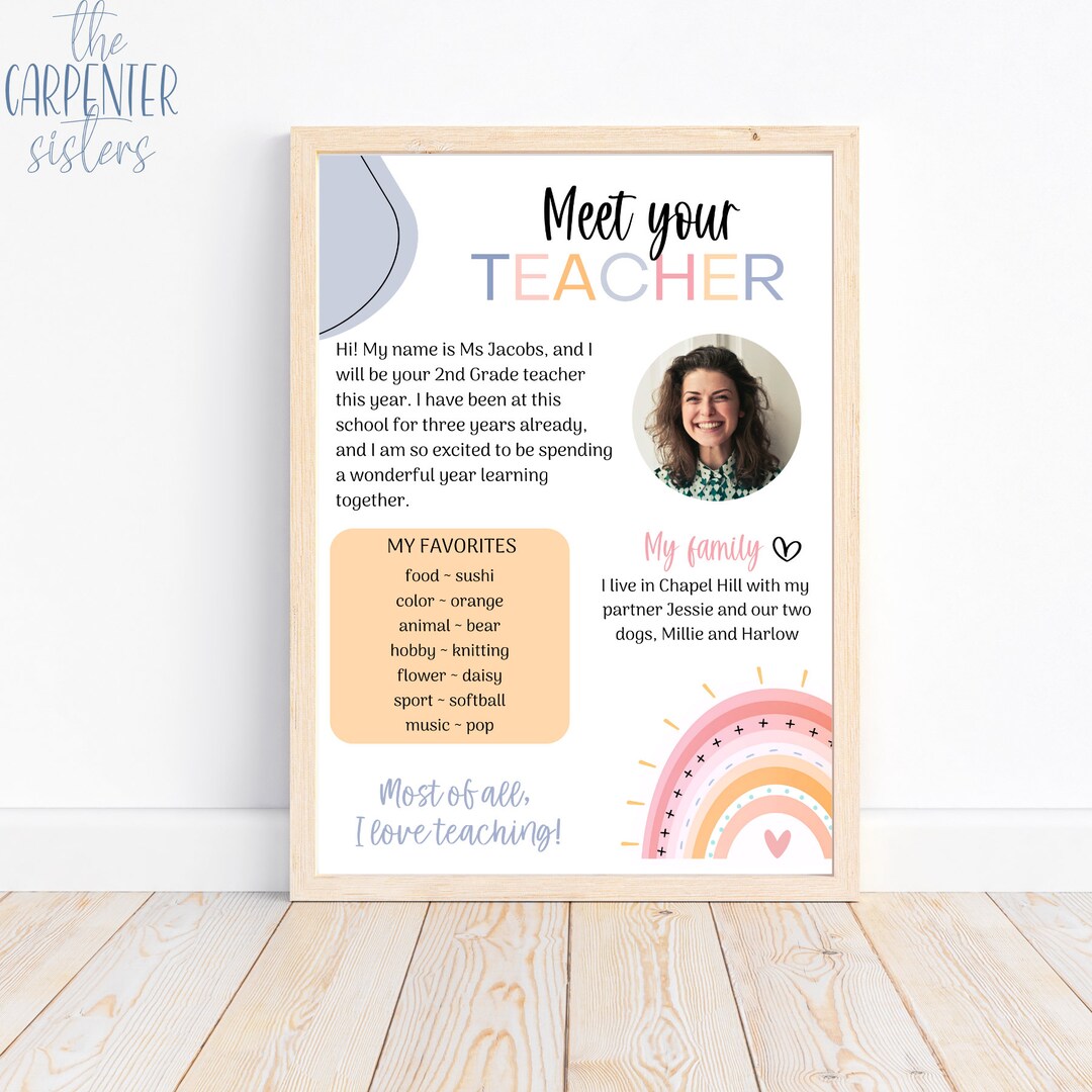 Meet the Teacher Digital Download, Personalised All About Me Teacher ...
