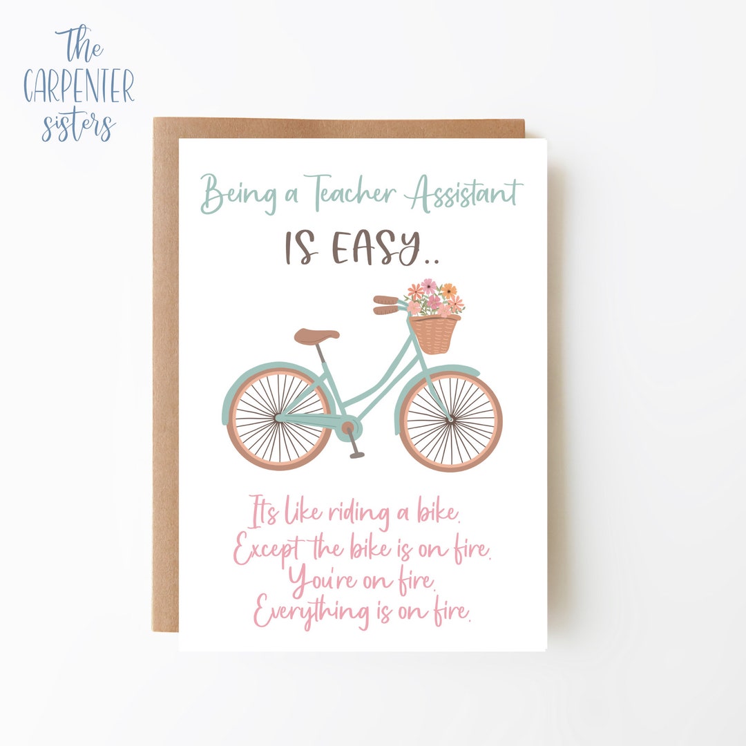 Teacher Assistant Card, Digital Download, Teacher Assistant Greeting ...