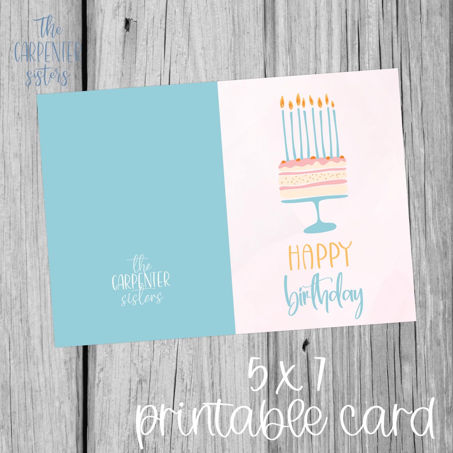 Birthday Cake Card, Happy Birthday, Digital Download, Cake Card ...