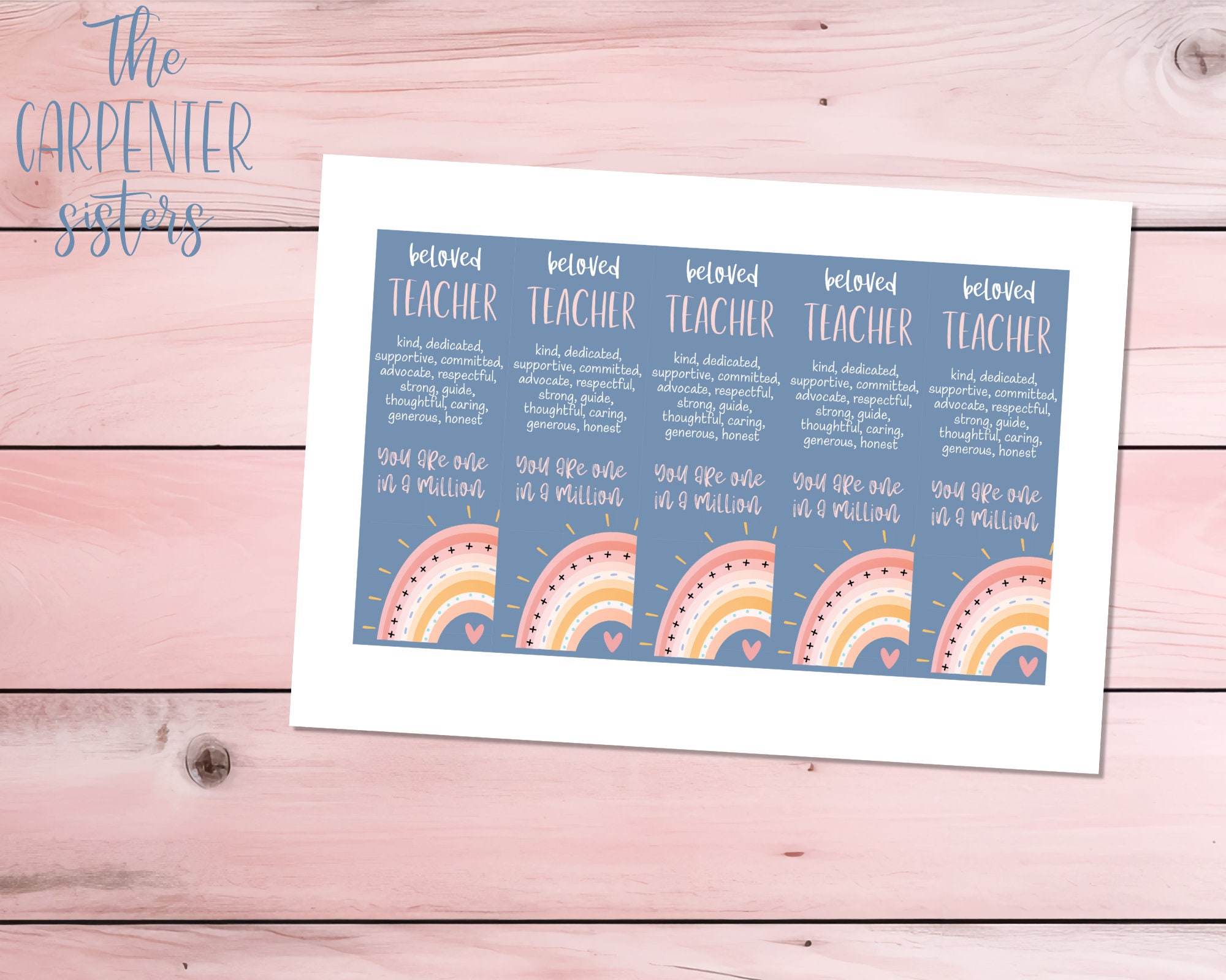 Beloved Teacher Bookmark, Digital Download, Teacher Thank You Gift ...