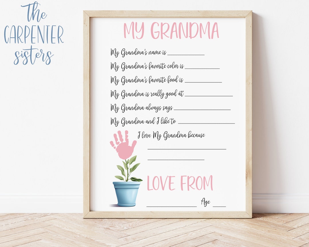 Grandma Gift, All About Grandma, Grandma Questions Printable, Grandma ...
