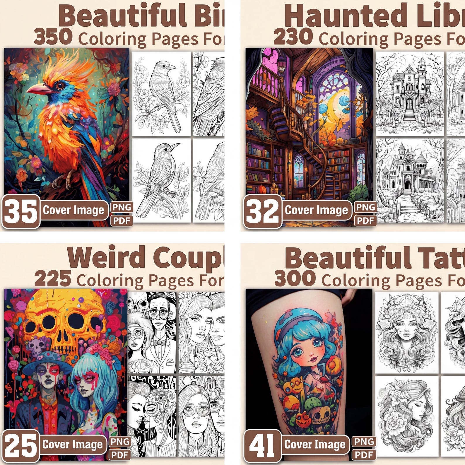 4750 Adult Coloring Pages Mega Bundle | Fantasy & Stress Relief Art ...