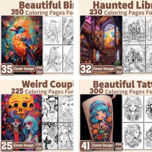 4750+ Adult Coloring Pages Bundle – Printable Fantasy Coloring Book for ...