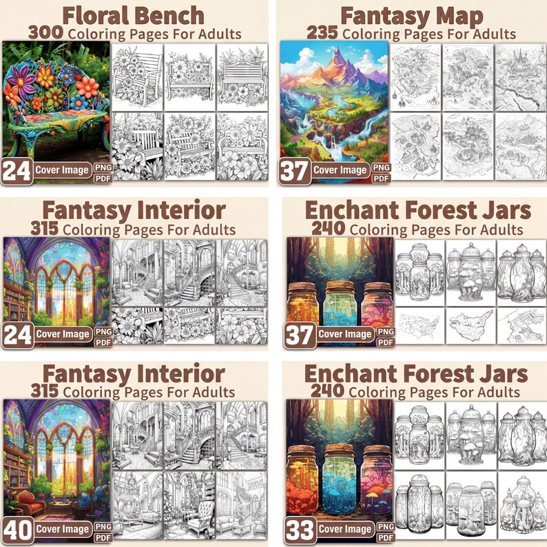 4750 Adult Coloring Pages Mega Bundle | Fantasy & Stress Relief Art ...