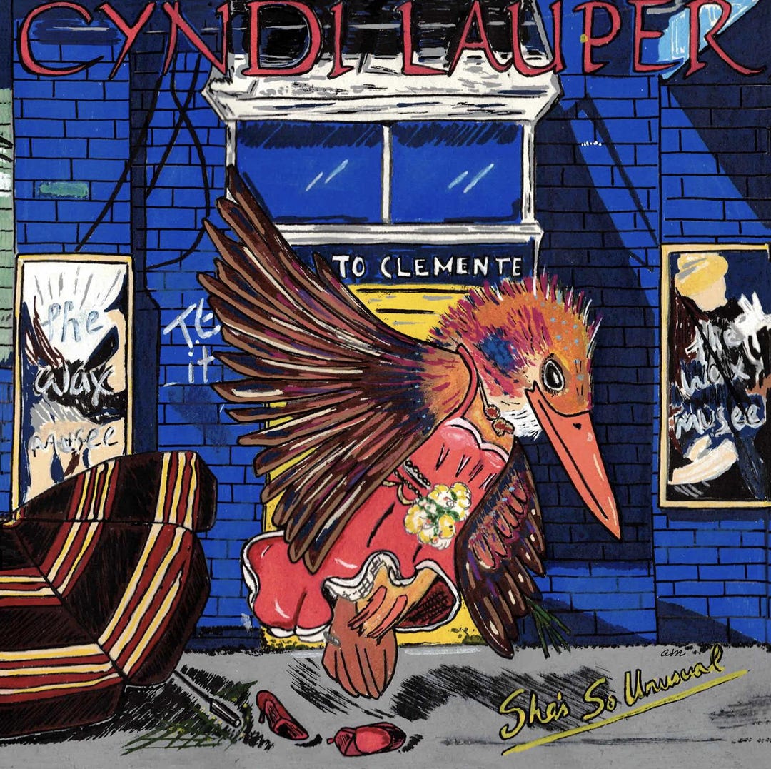 She's so Unusual | Bird Illustration | Music Parody Illustration | Retro Art | Cyndi Lauper ...