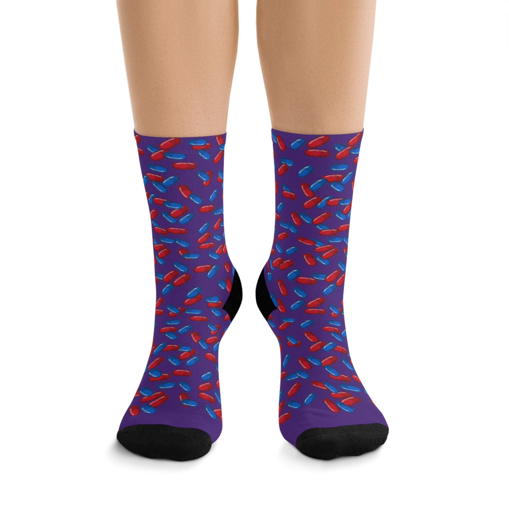 Red and Blue Pharmacy Capsule Retro Socks, Pharmacy Socks, Hospital ...