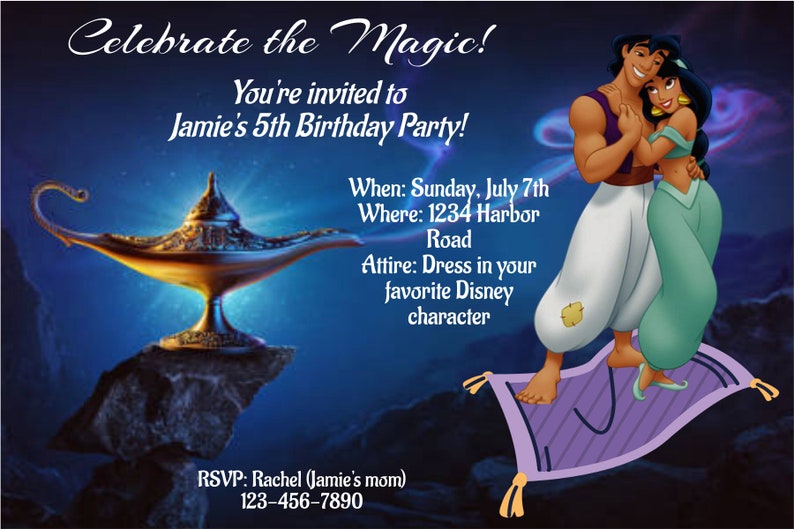 Custom Editable Aladdin Birthday Invitation - Etsy