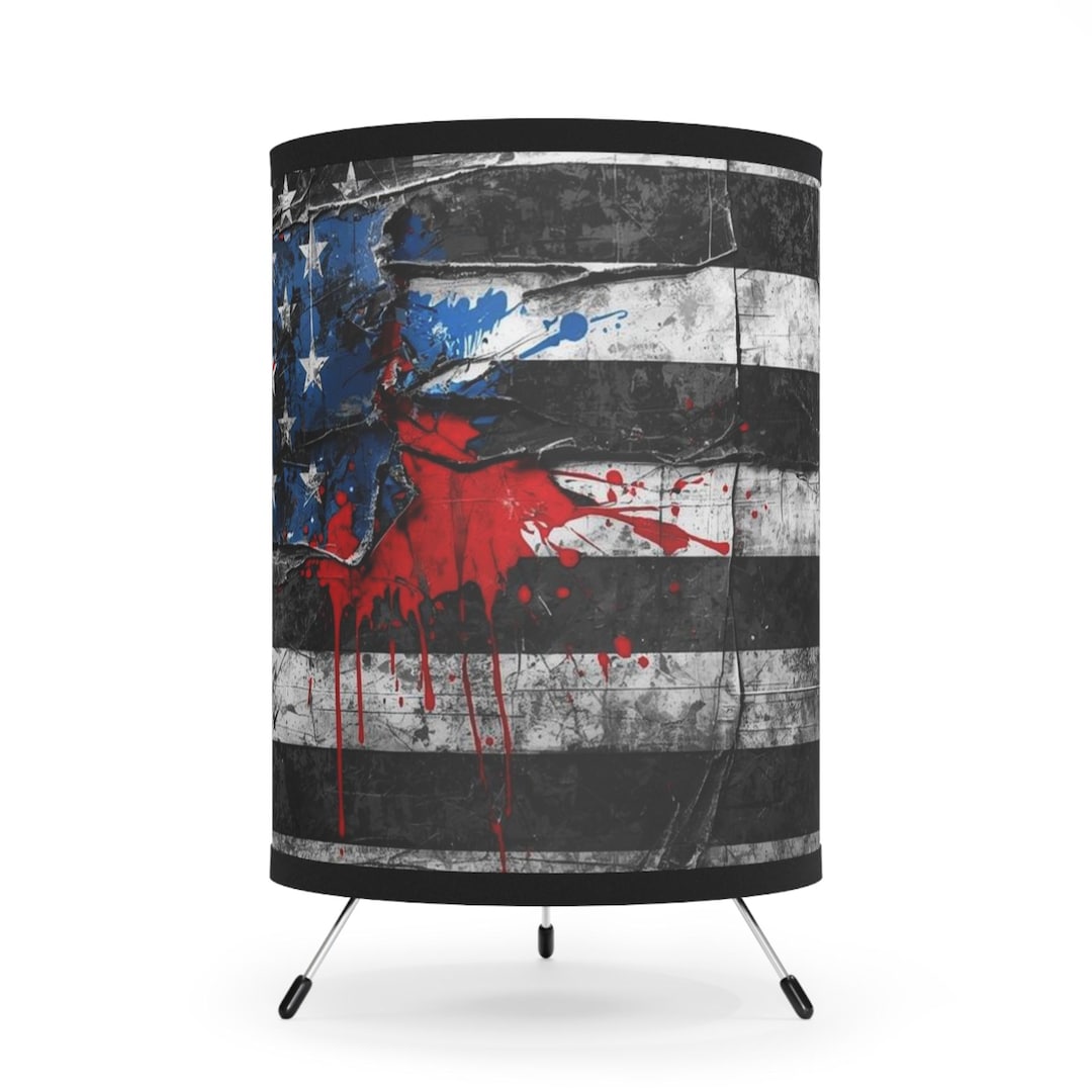 American Flag Tripod Lamp: Artistic Shade, Home Decor Lighting - Etsy