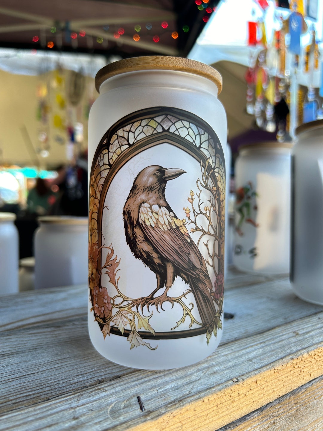 Raven Frosted Glass Cup - Etsy