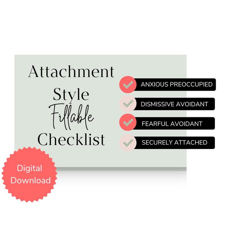 Attachment Style CHECKLIST, Adult Attachment Styles, Attachment ...