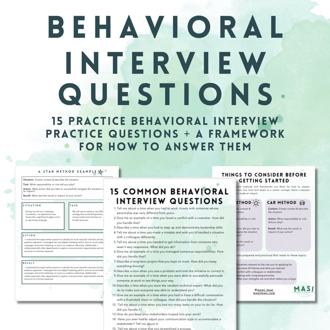 Job Interview Practice Questions Behavioral Question Practice STAR ...