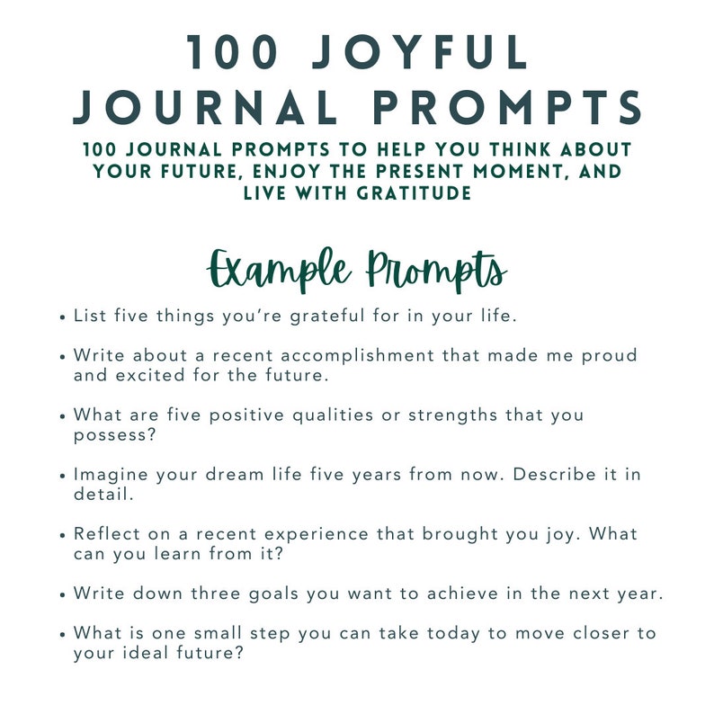 100 Journal Prompts • 100 Joy Journal Prompts for Writing About ...