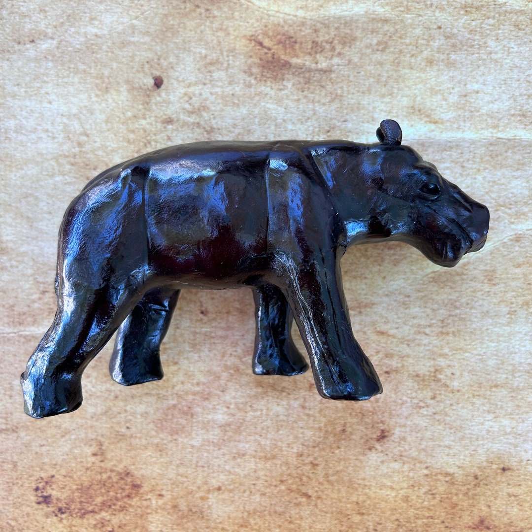 Vintage Leather Hippopotamus Figurines A74 - Etsy