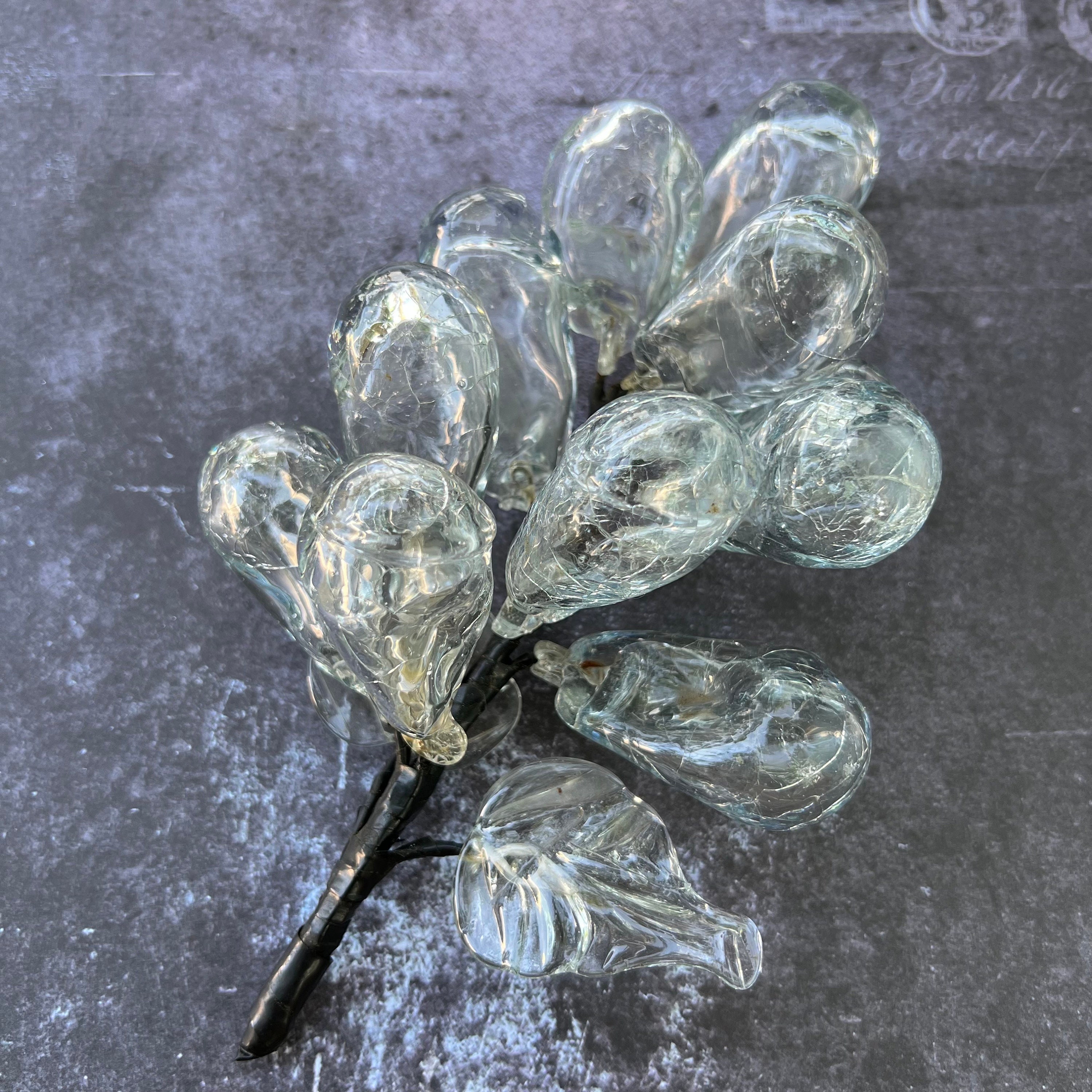 Vintage Glass Grape Cluster, Blown Crackle Glass, Art, Home Decor A140 ...