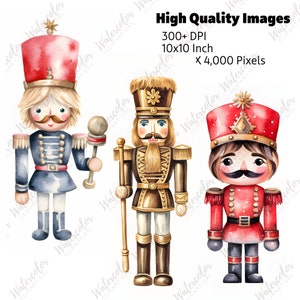 Watercolor Nutcracker Clipart PNG Bundle - Christmas Card Clipart ...