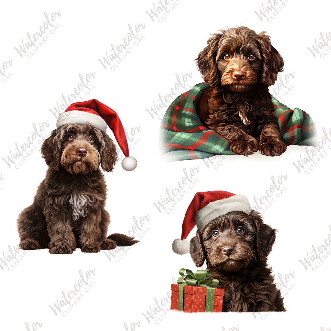Christmas Chocolate Cockapoo PNG Bundle | Christmas Dog Clipart ...