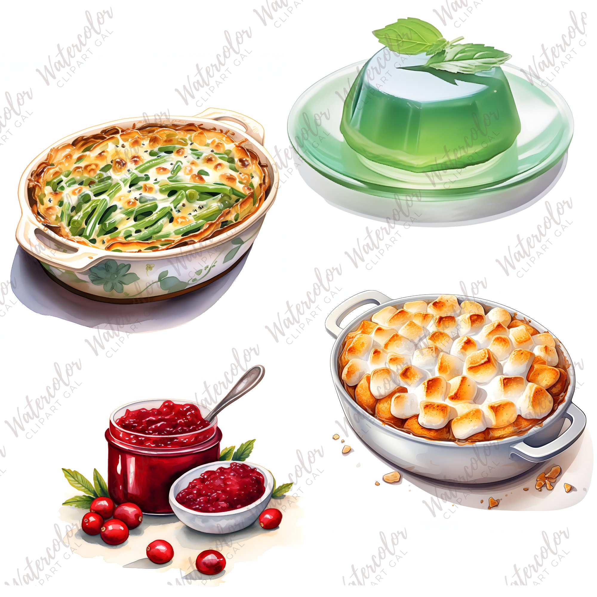 Thanksgiving Dinner Clipart Watercolor Bundle | Fall Thanksgiving PNG ...