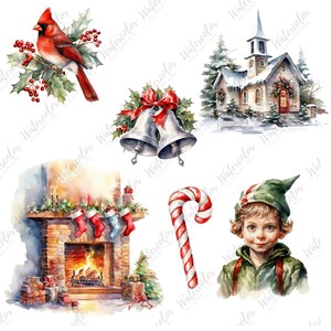 Watercolor Christmas Clipart PNG Bundle I - Christmas Card Clipart ...