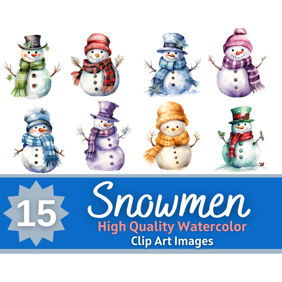 Christmas Snowman PNG Watercolor Bundle | Winter Snowman Junk Journal ...