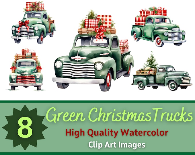 Vintage Christmas Truck Digital Paper Bundle: Scrapbook Backgrounds ...