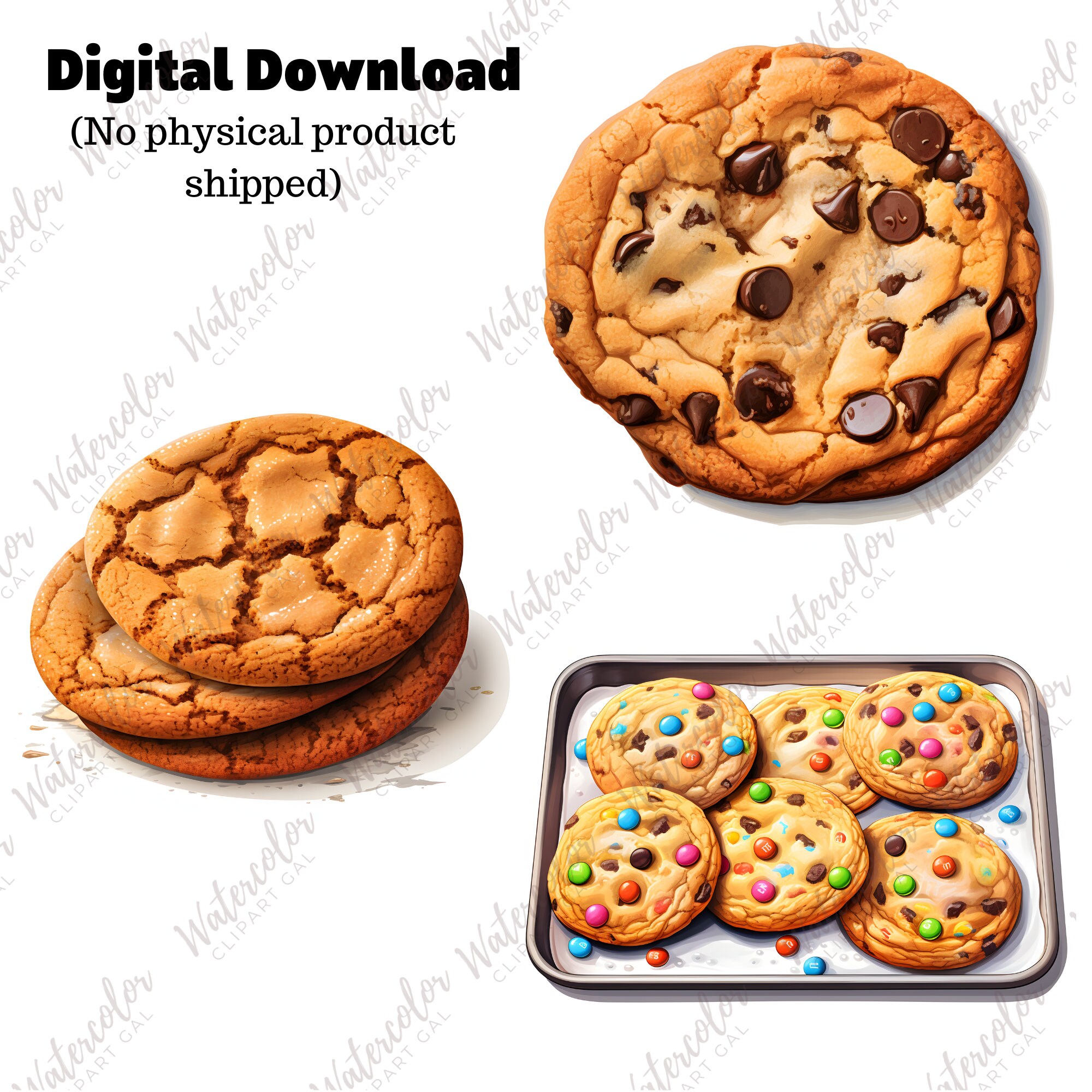 Cookie Clipart Watercolor Bundle | Dessert Clipart | Chocolate Chip ...