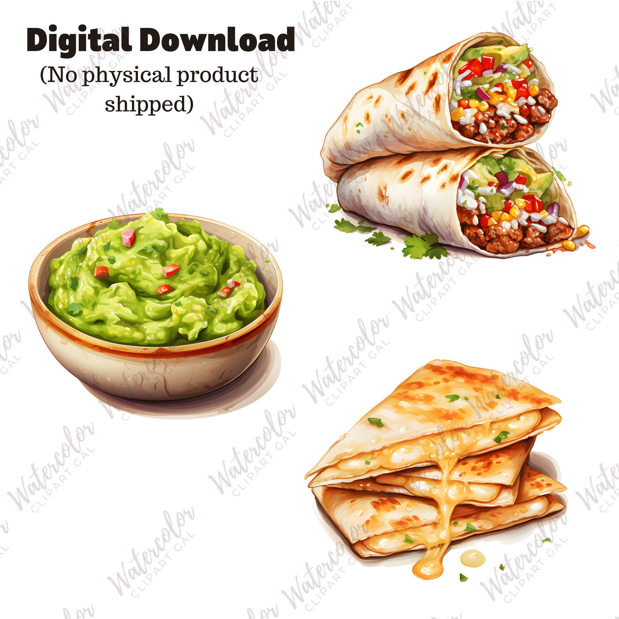 Mexican Food Clipart | Watercolor Food Clipart | Taco Clipart | Mexican ...