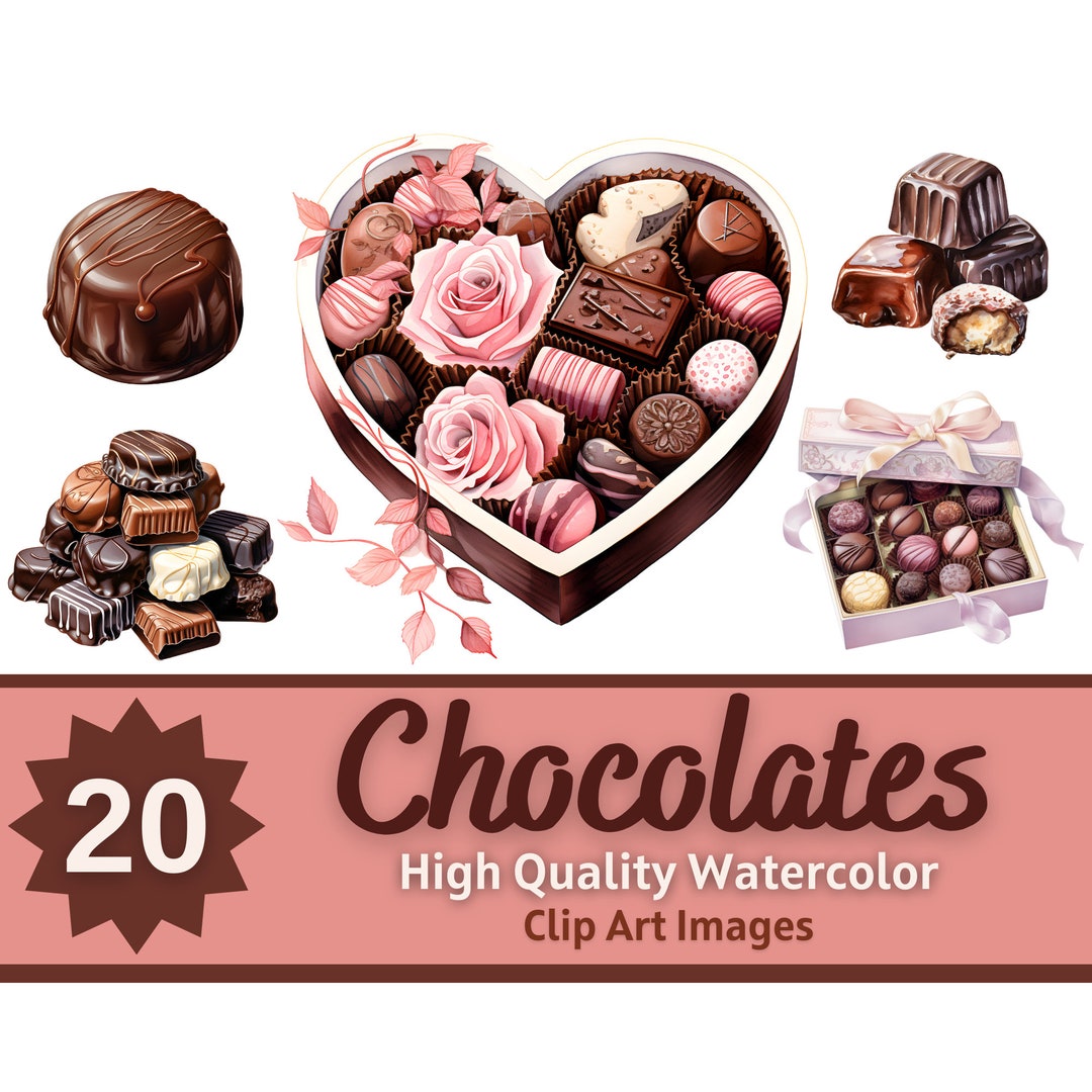 Chocolate Clipart Watercolor Bundle | Valentines Day Clipart | Sweets ...