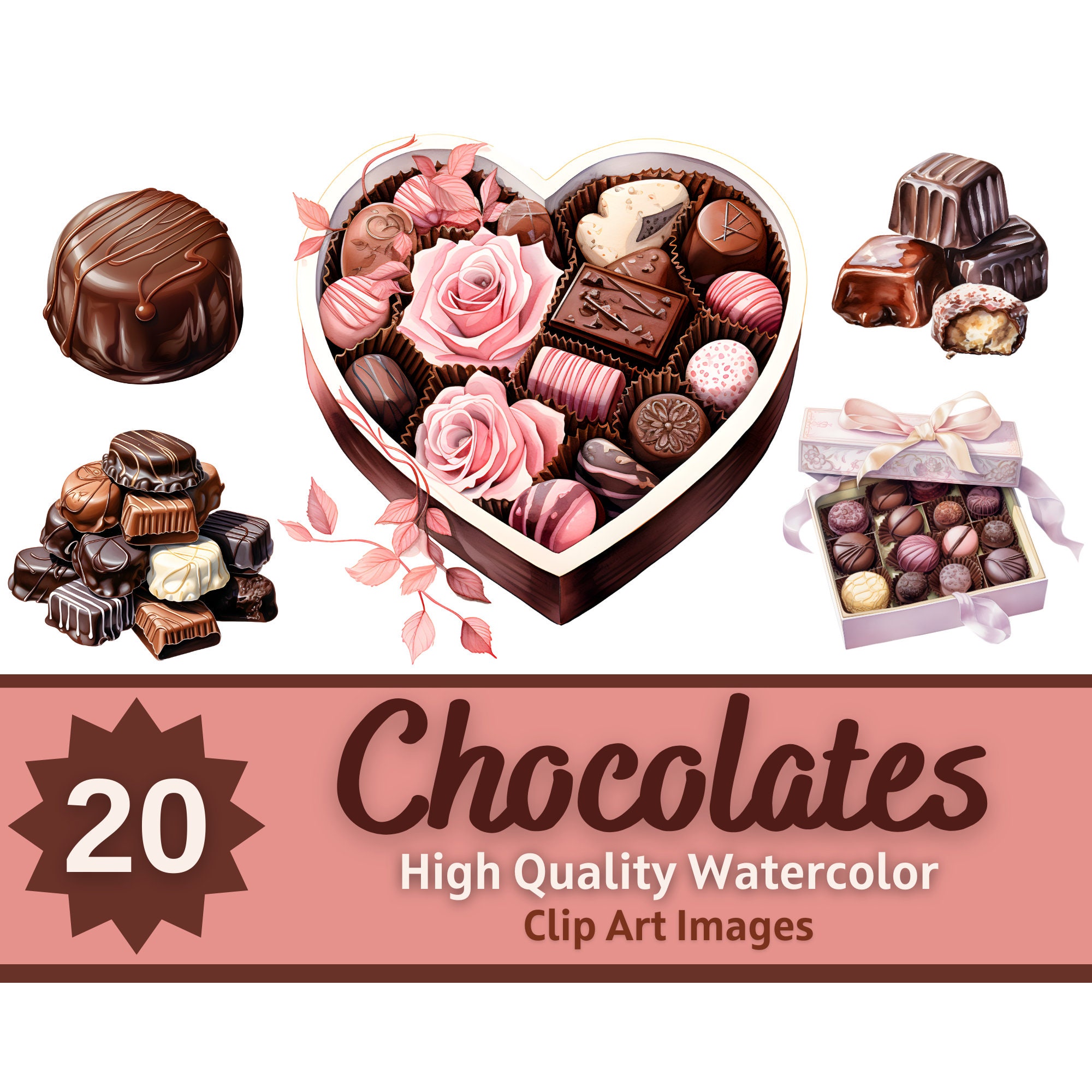 Chocolate Clipart Watercolor Bundle Valentines Day Clipart - Etsy