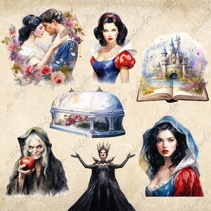 Snow White PNG Watercolor Bundle | Snow White Clipart | Fairytale ...