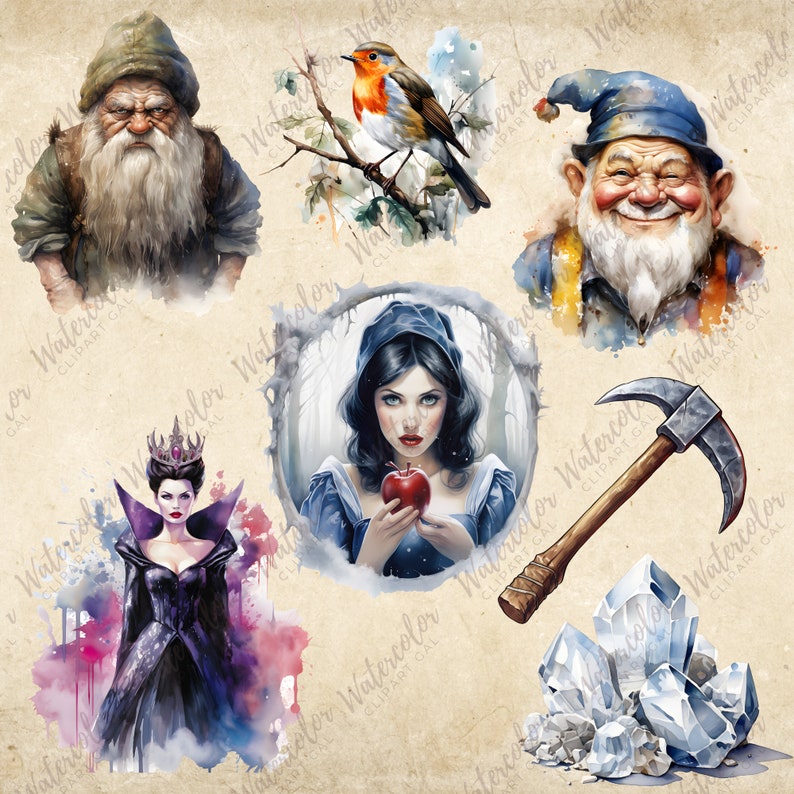 Snow White PNG Watercolor Bundle | Snow White Clipart | Fairytale ...