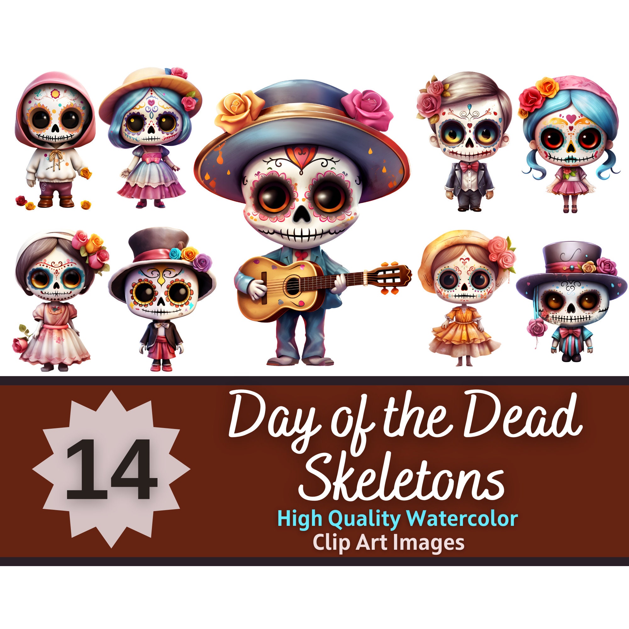 Dia De Los Muertos Candy Skull Clipart Watercolor Bundle - Etsy