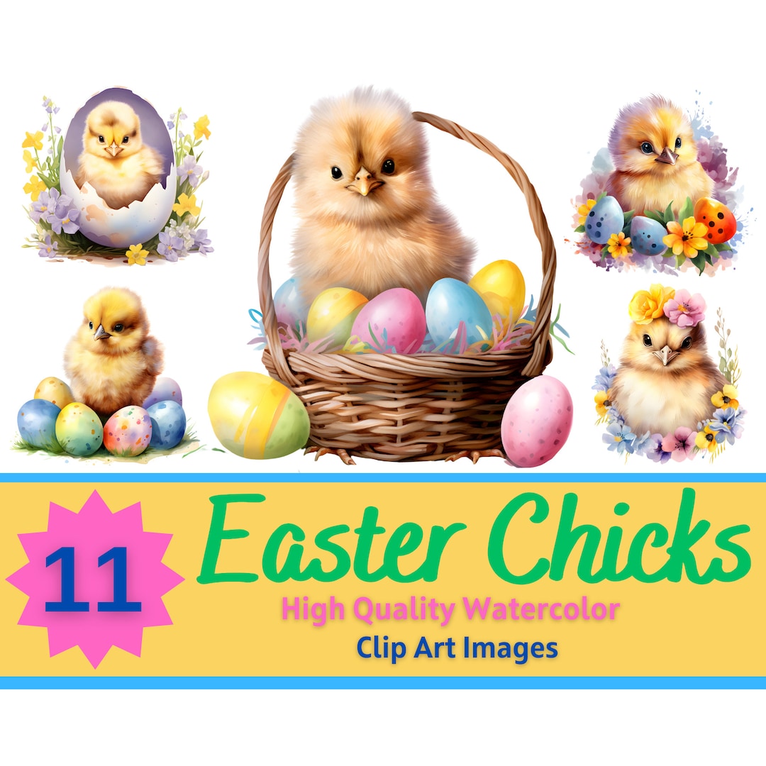 Easter Baby Chick Clipart Watercolor Bundle | Easter PNG | Easter ...