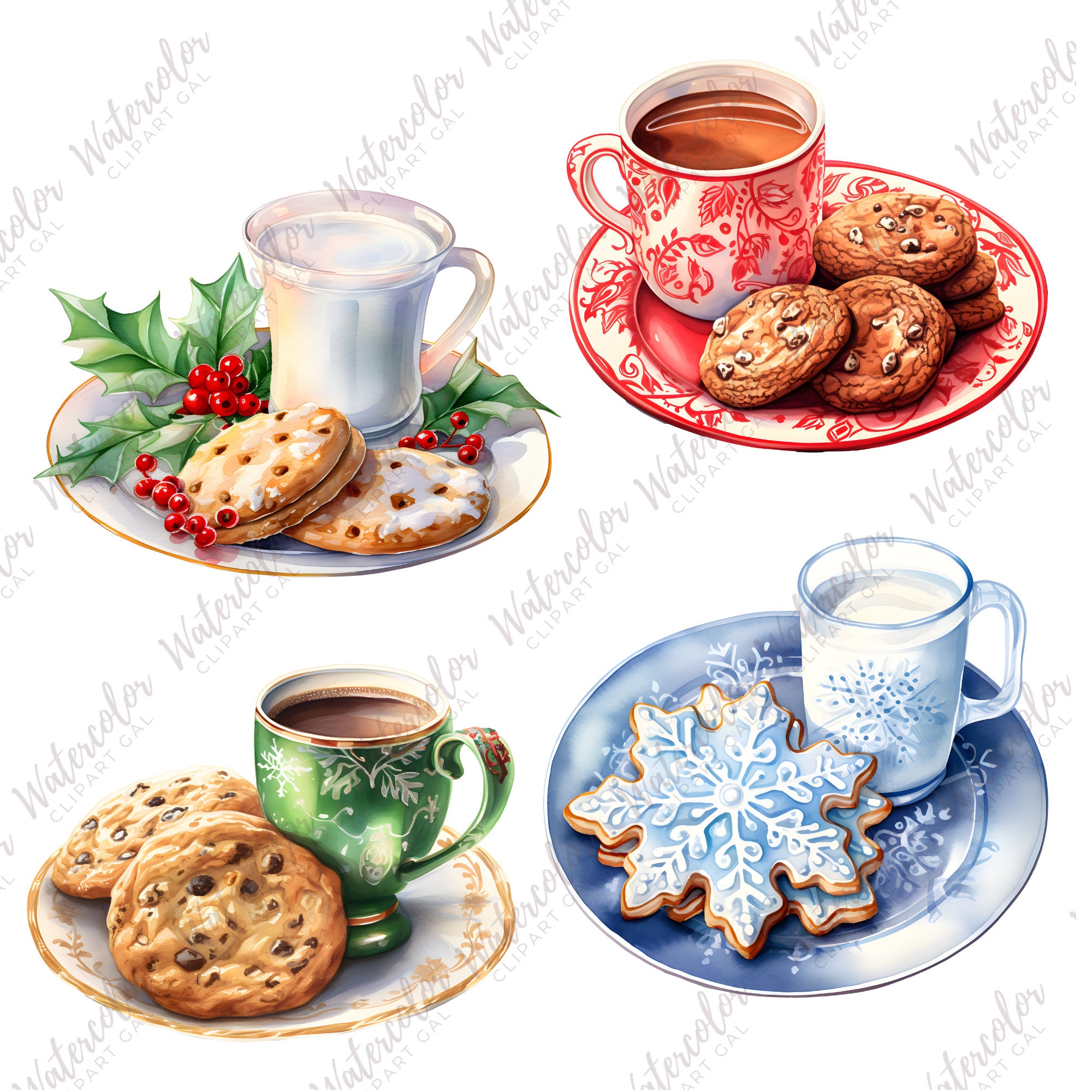 Santa's Cookies PNG Watercolor Bundle Cookies for Santa PNG Santa ...