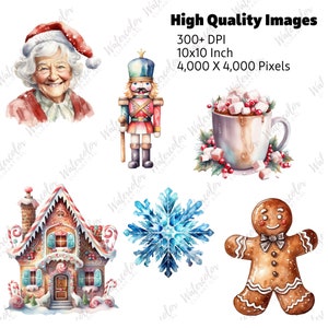 Watercolor Christmas Clipart PNG Bundle I - Christmas Card Clipart ...