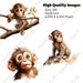 Baby Monkey PNG Clipart Watercolor Bundle Baby Animals Clipart Baby ...