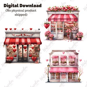 Valentines Day Shop PNG Watercolor Bundle | Valentines Day Clipart ...