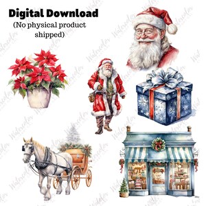 Watercolor Christmas Clipart PNG Bundle I - Christmas Card Clipart ...