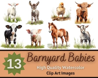 Baby Alpaca Clipart Watercolor Bundle | Baby Llama PNG | Baby Animals ...