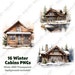 Cozy Winter Log Cabin Clipart Watercolor PNG Rustic Winter Cabin PNG ...