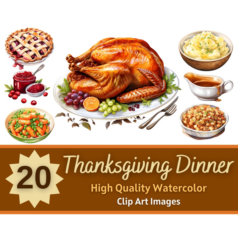 Thanksgiving Dinner Clipart - Etsy