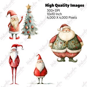 Whimsical Santa Clipart Watercolor PNG | Santa Claus PNG | Christmas ...