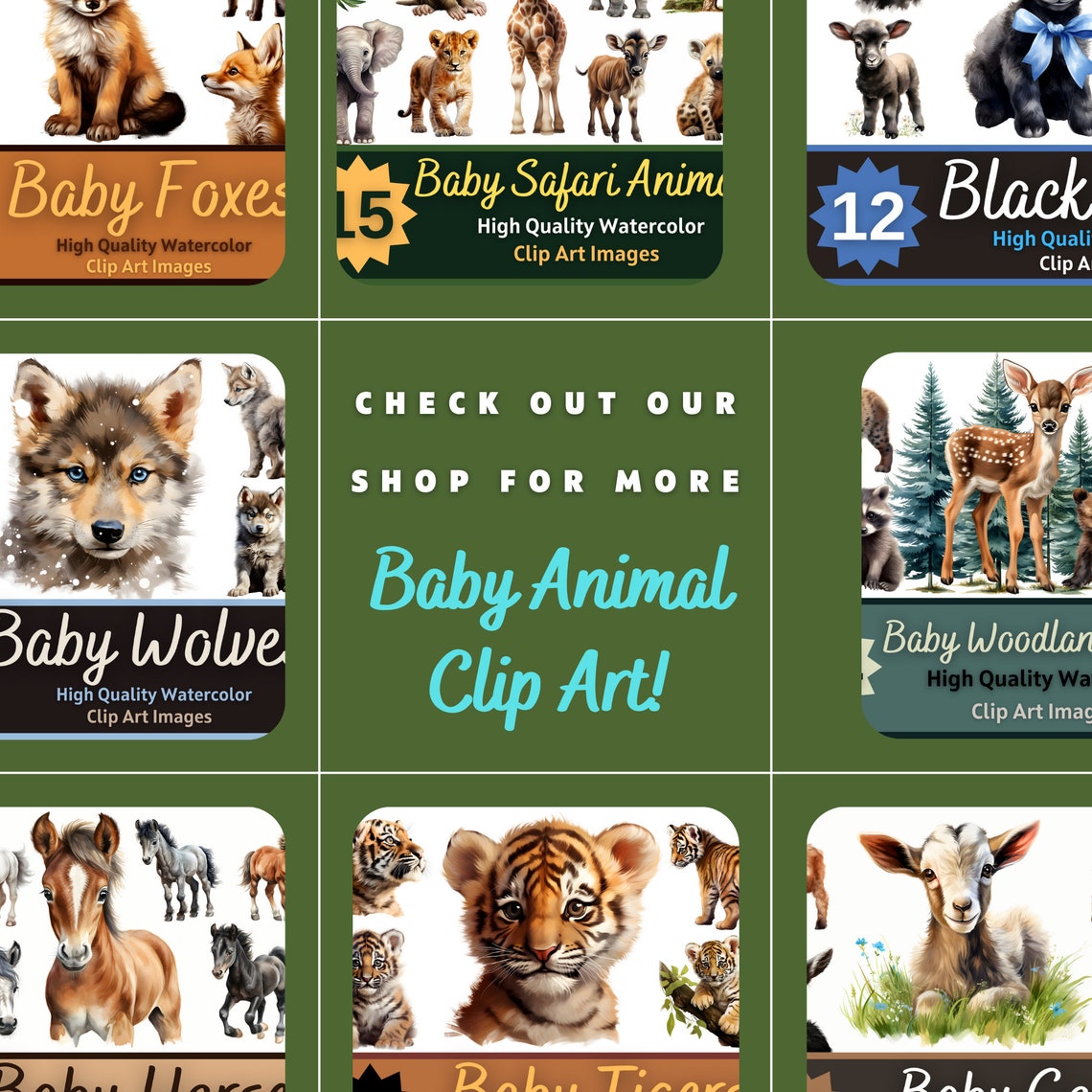 Baby Alpaca Clipart Watercolor Bundle | Baby Llama PNG | Baby Animals ...