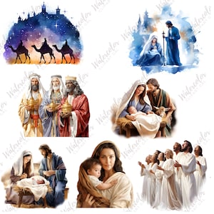 The Nativity PNG Watercolor Bundle | Christmas Nativity Clipart ...