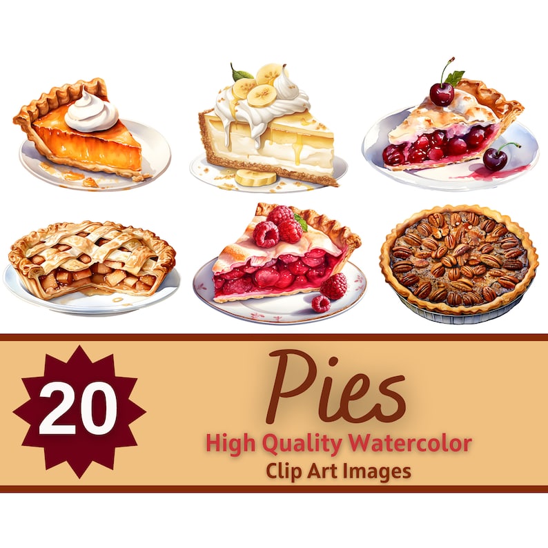 Thanksgiving Pie PNG Watercolor Bundle | Thanksgiving Clipart | Dessert ...