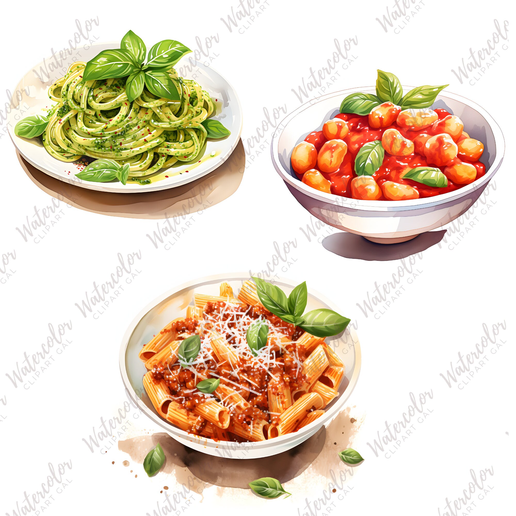 Italian Pasta Clipart Watercolor Bundle Italian Food PNG - Etsy