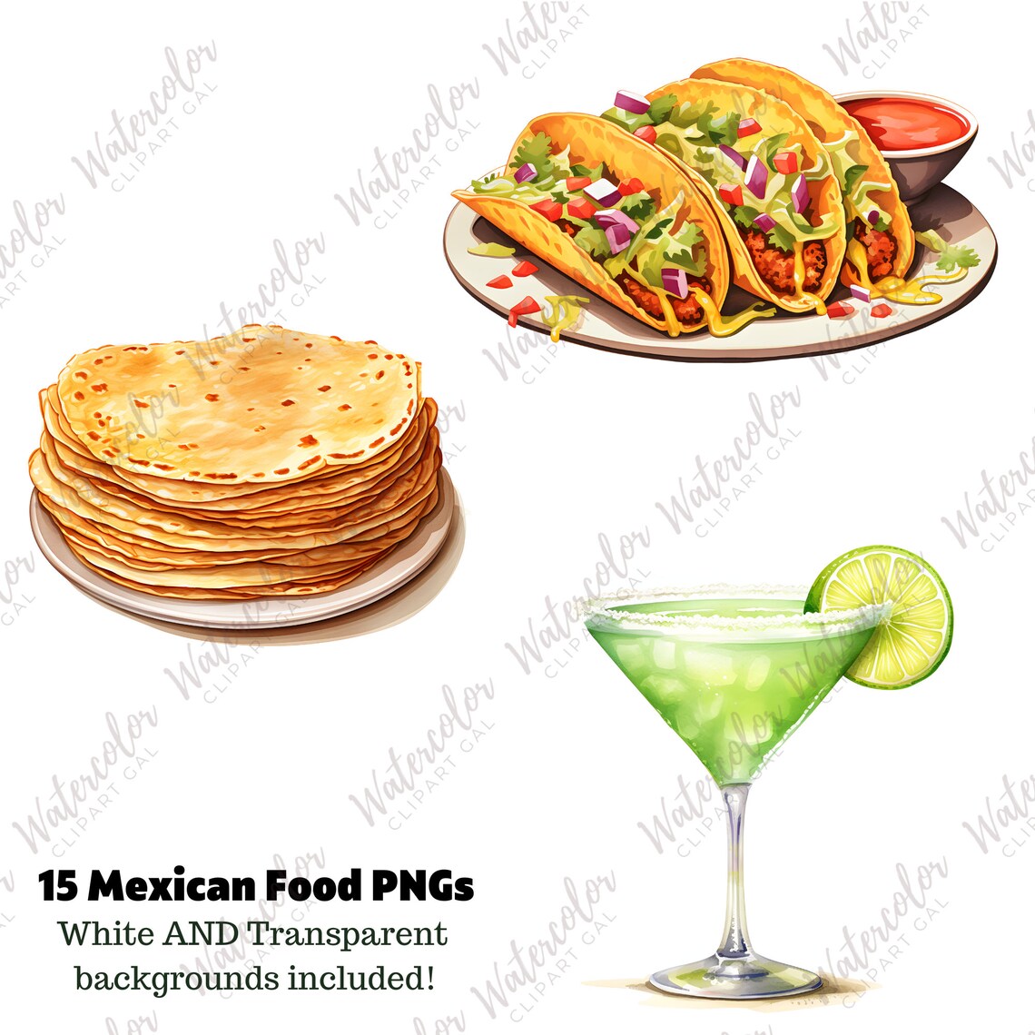 Mexican Food Clipart | Watercolor Food Clipart | Taco Clipart | Mexican ...