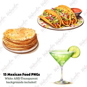Mexican Food Clipart | Watercolor Food Clipart | Taco Clipart | Mexican ...