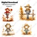 Autumn Fall Scarecrow PNG Clipart Watercolor Bundle Cute Scarecrow ...