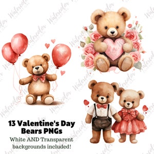 Valentine's Day Bear Watercolor Bundle | Valentines Day Clipart | Cute ...